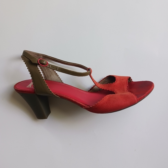 Camper | Shoes | Camper Red Leather Mary Jane Heels Open Toe | Poshmark